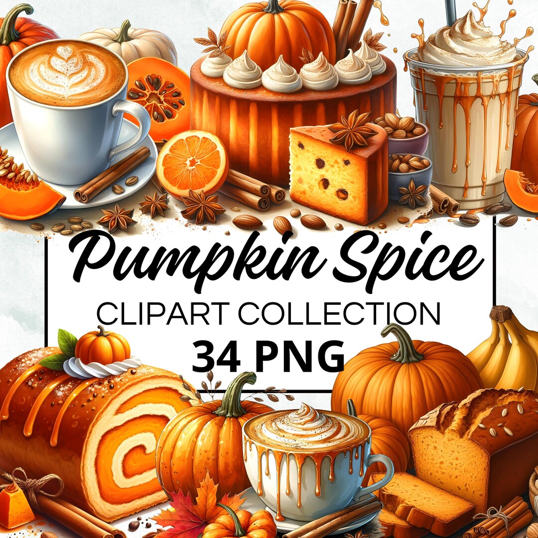 Pumpkin Spice Watercolor Clipart Bundle, Digital Scrapbook & Craft ...