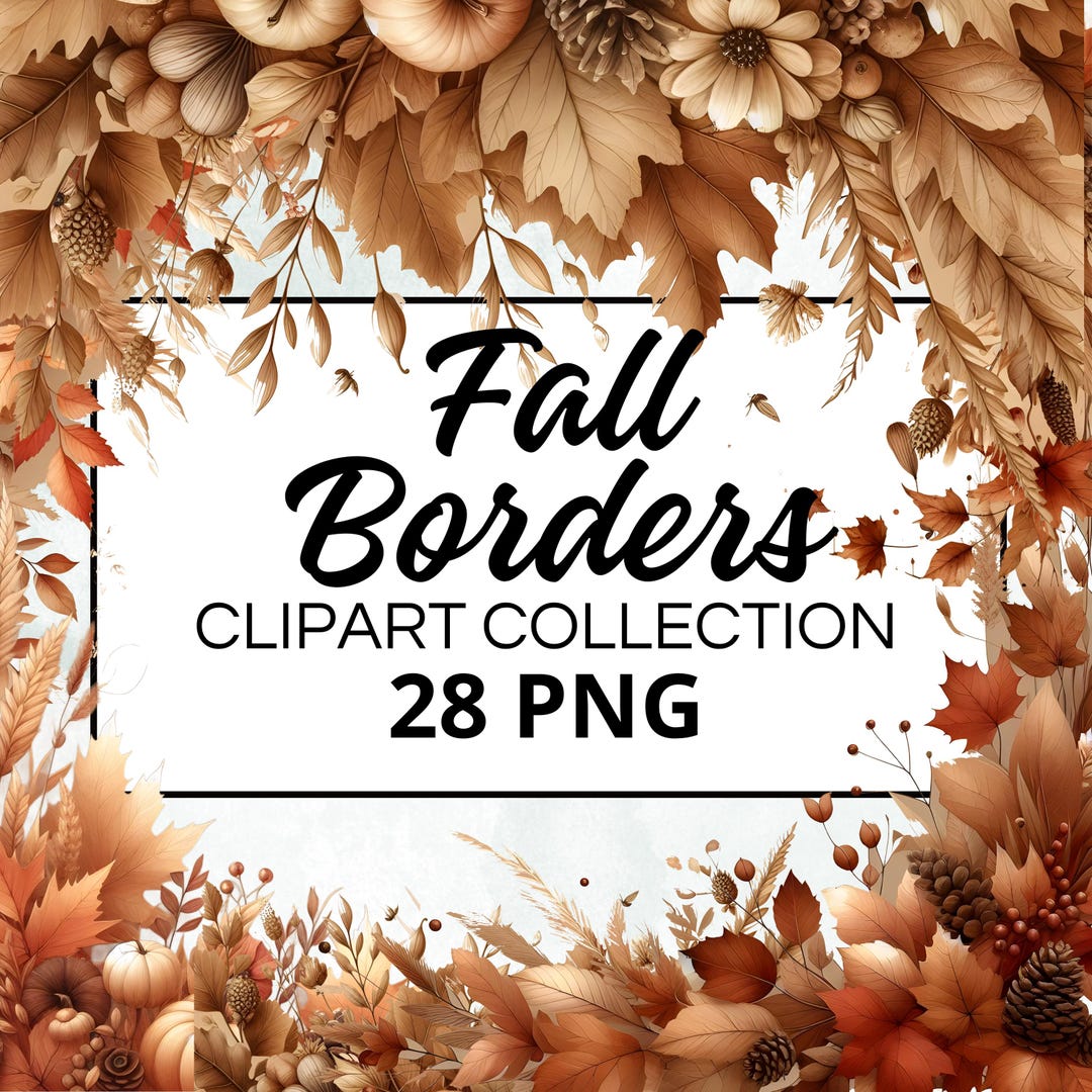 Fall Borders Clipart Collection, 28 Watercolor Pngs for Instant ...