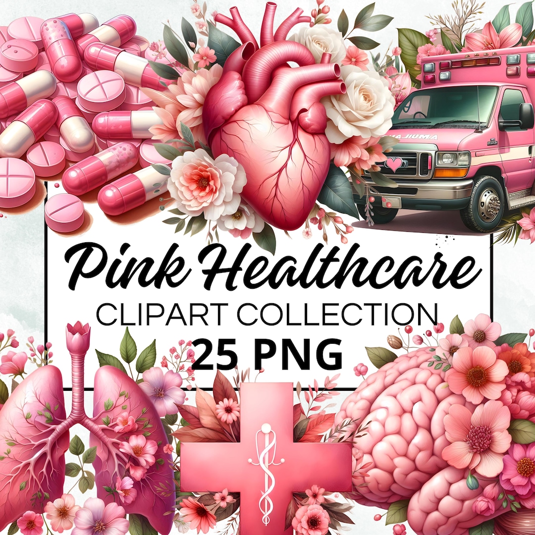 Healthcare Pink Watercolor Clipart Bundle, Digital Scrapbook & Craft ...