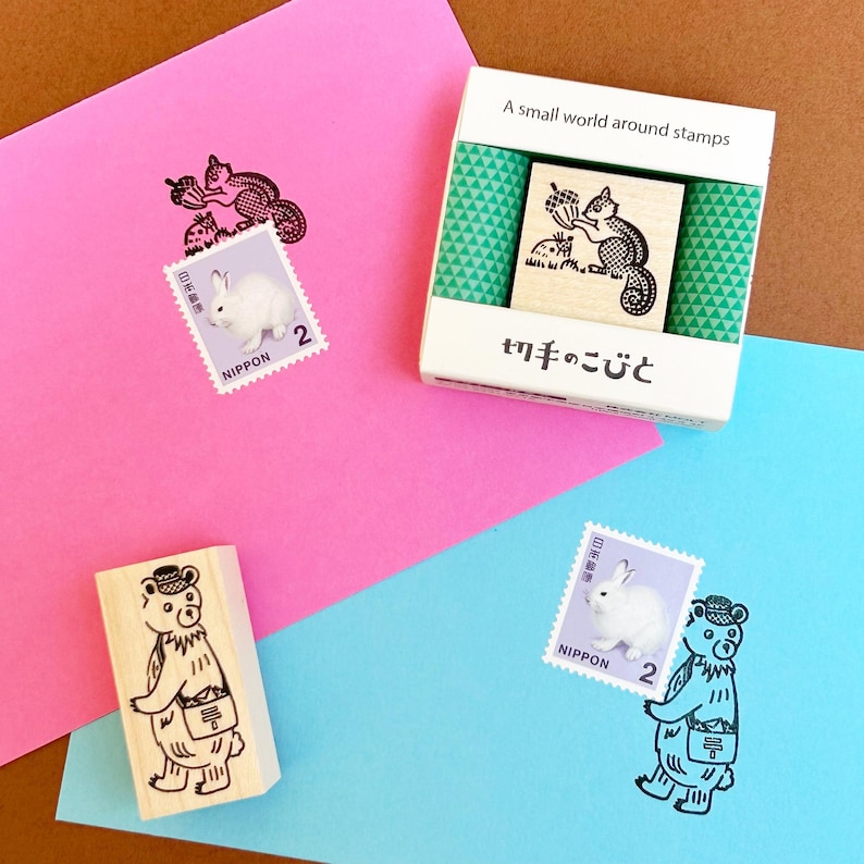 Bear Postman Rubber Stamp | Kitte No Kobito Animal Series, Made in ...