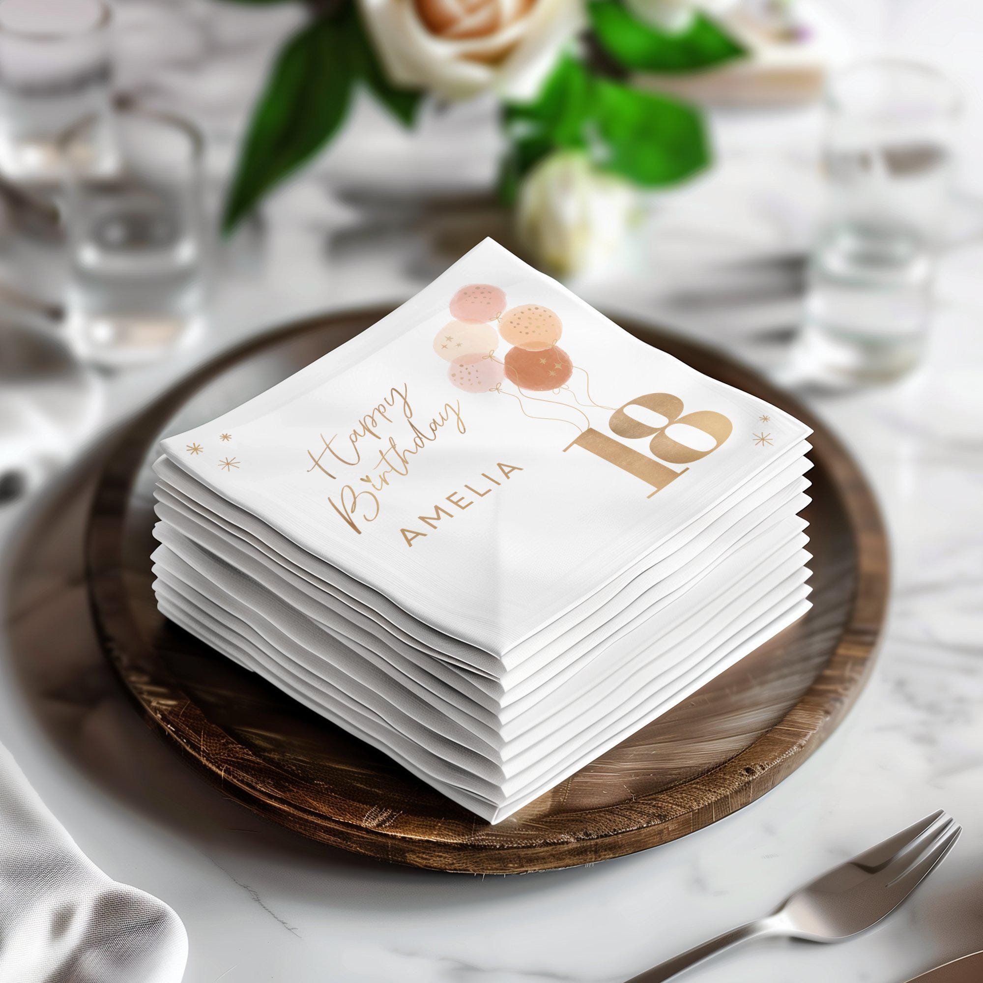 Personalized Birthday Napkins, Party Decor, Milestone Birthday Party - Etsy