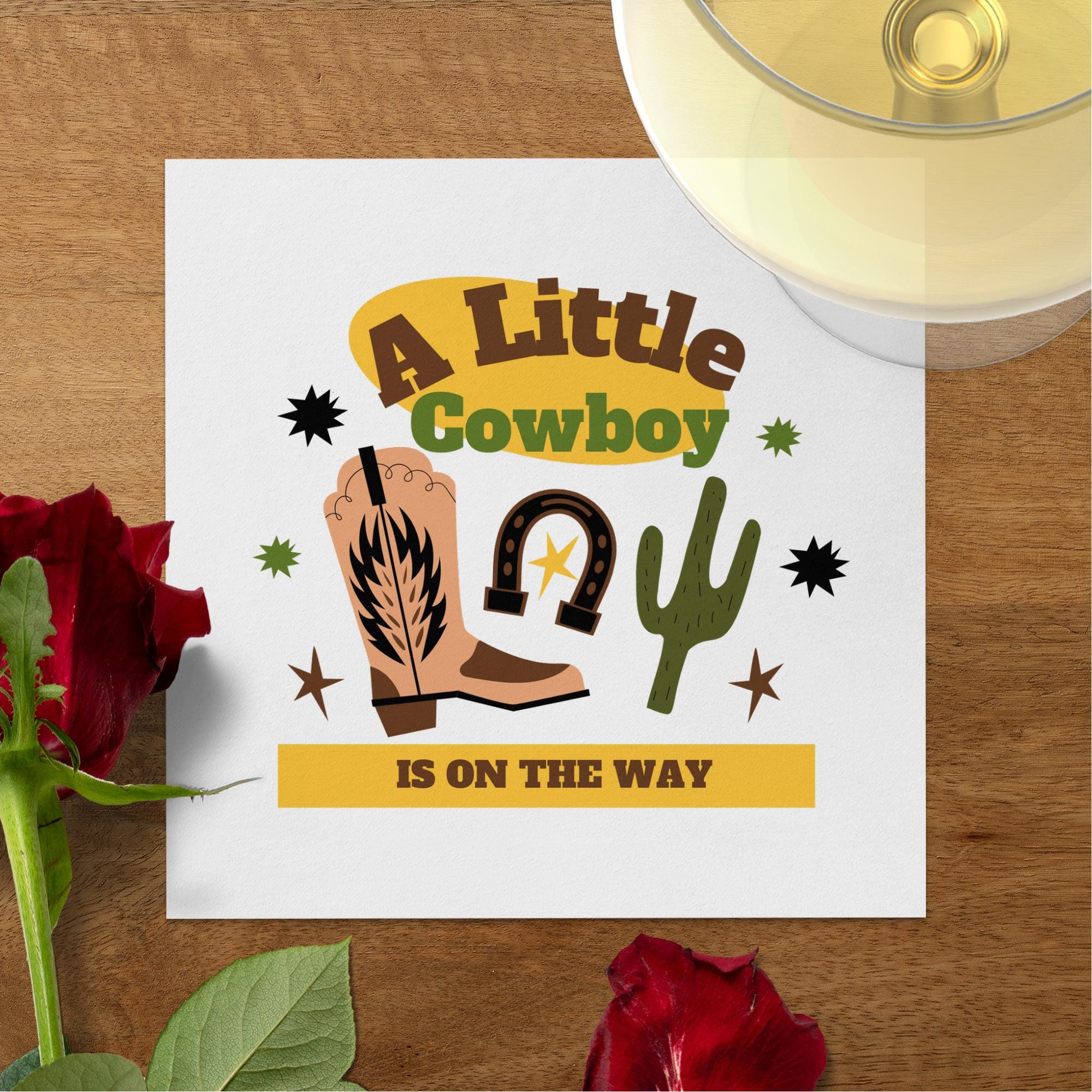 A Little Cowboy Napkin Cute Baby Shower Decor Western Theme Party ...