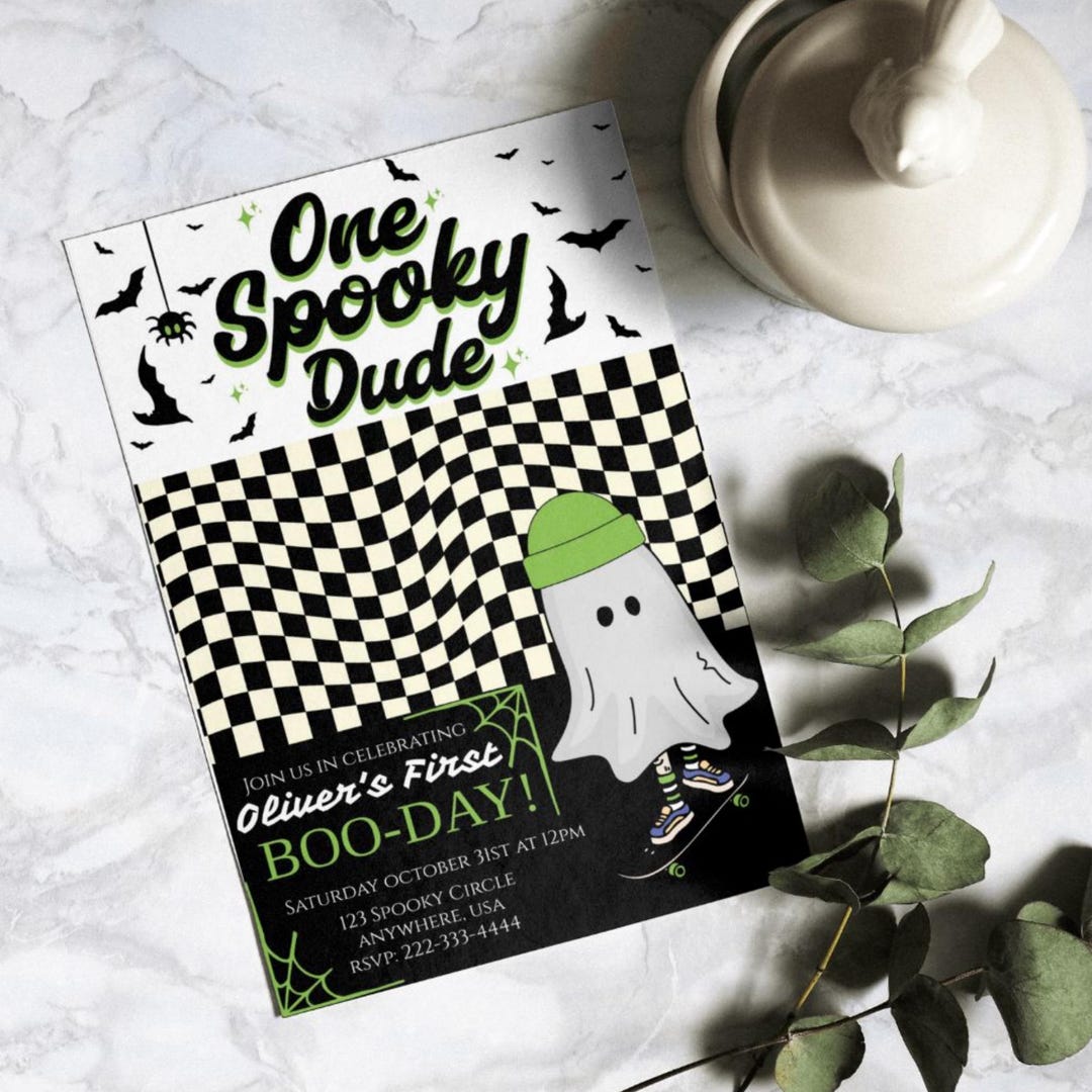 One Spooky Dude Invitation | Halloween Birthday Invite | Spooky One ...