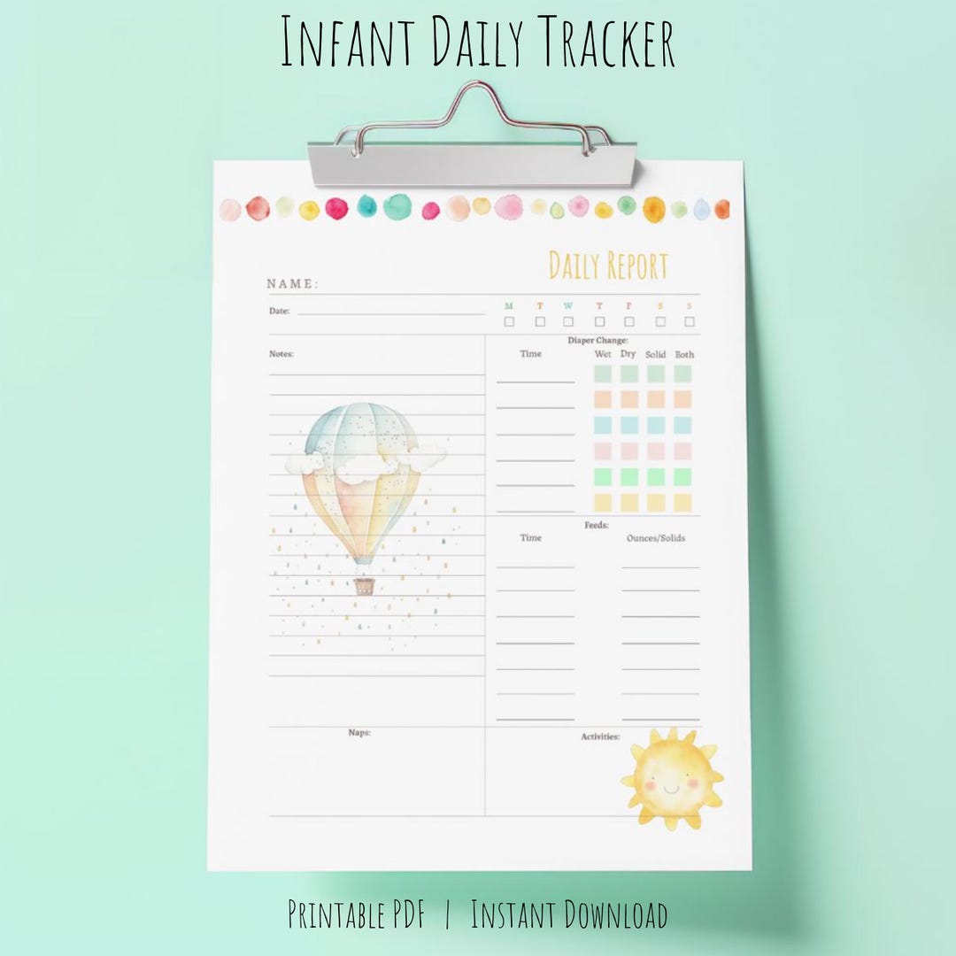 Infant Daily Log Printable | Baby Schedule | Baby Log | Infant Daily ...