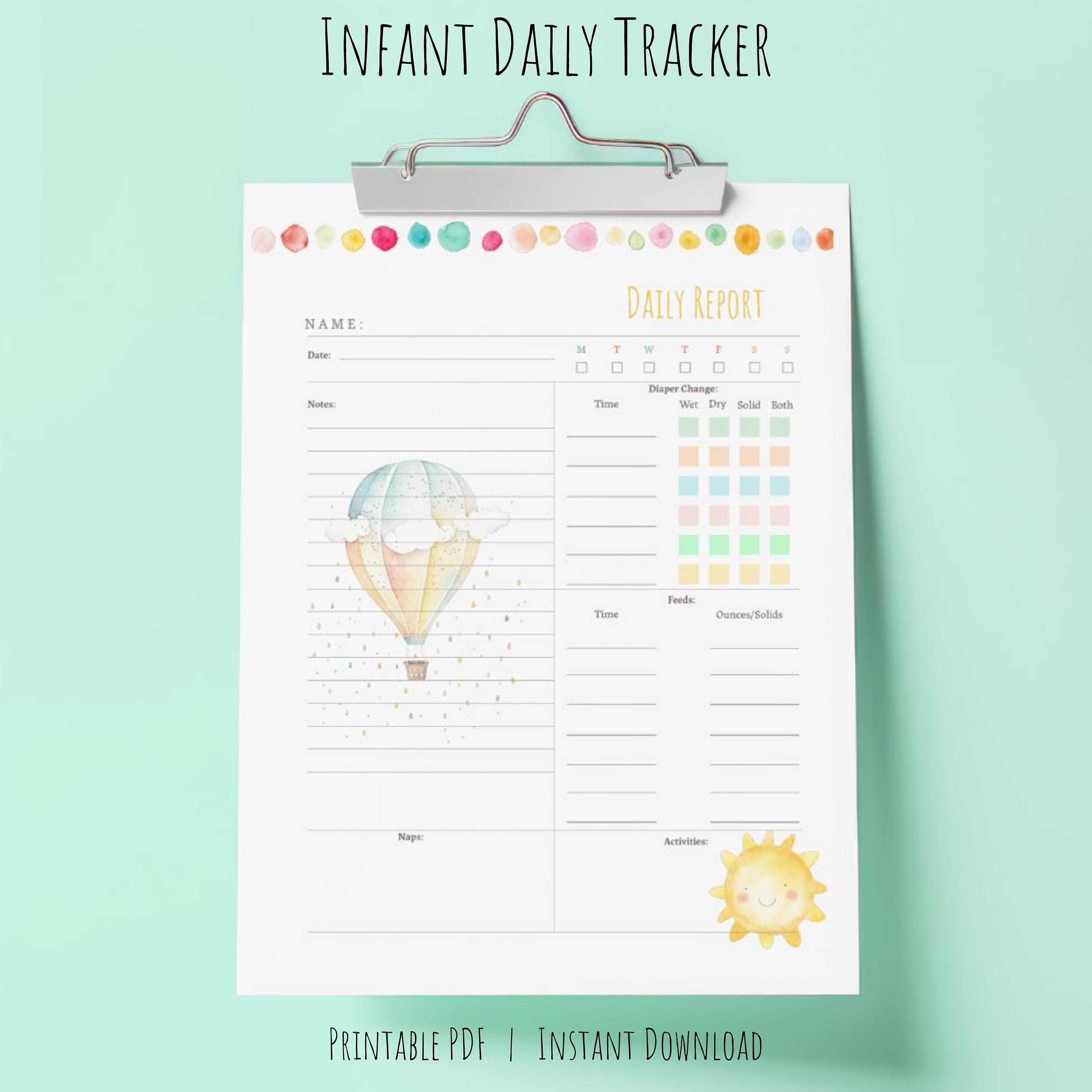 Infant Daily Log Printable | Baby Schedule | Baby Log | Infant Daily ...