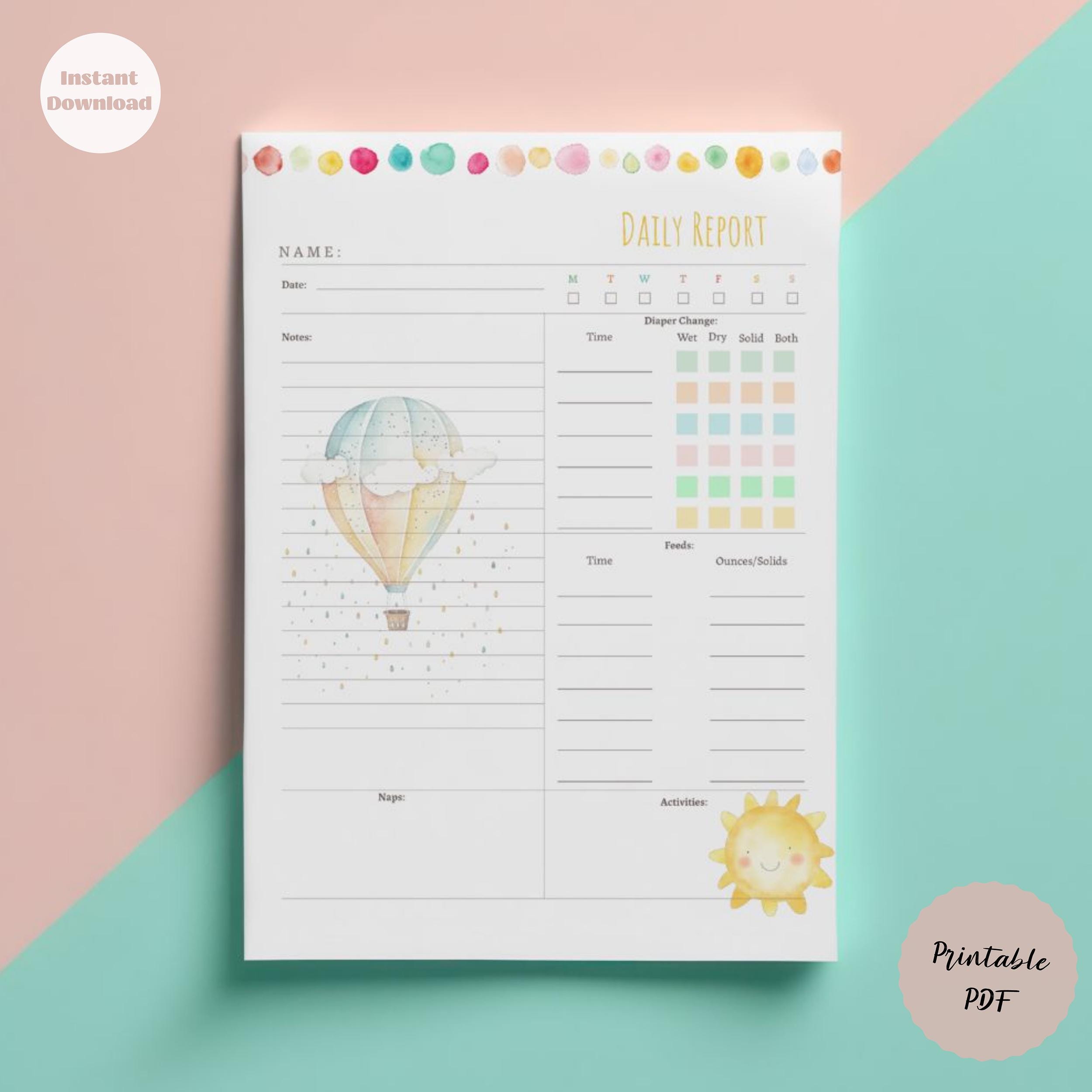 Infant Daily Log Printable | Baby Schedule | Baby Log | Infant Daily ...