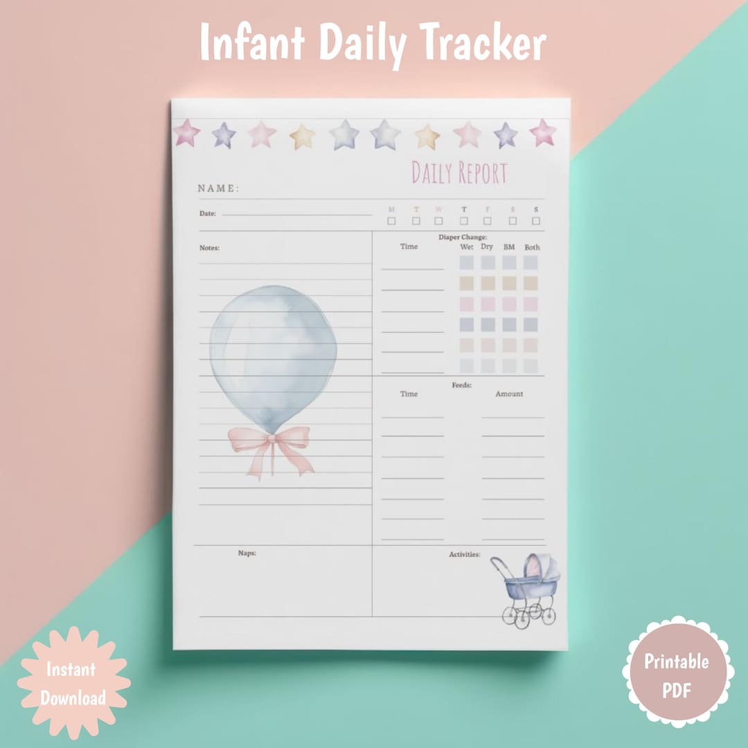 Infant Daily Log | Infant Care Log | Baby Daily Log Template | Daycare ...