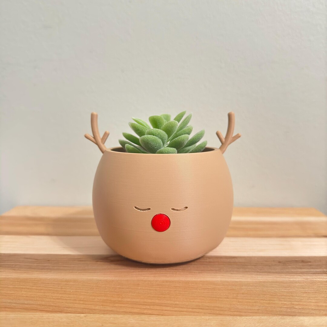 Rudolph Reindeer Planter 3D Printed | Christmas Gift Idea | Gift for ...
