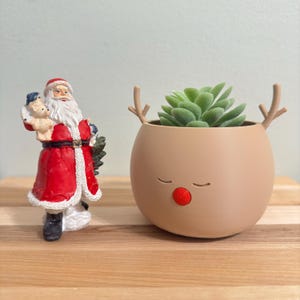 Rudolph Reindeer Planter 3D Printed Xmas Gift for Wife Cute Christmas Planter Best Gift for Her ...