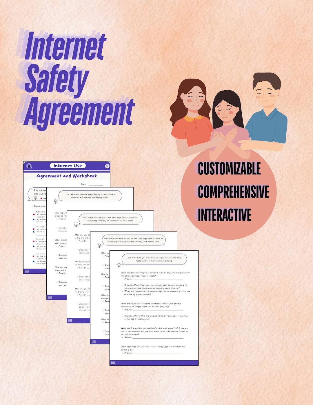 Digital Internet Safety Agreement for Parents and Teens Worksheet - Etsy