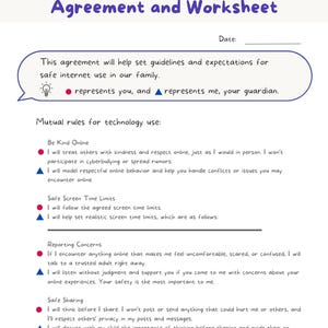 Digital Internet Safety Agreement for Parents and Teens Worksheet - Etsy