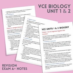 VCE Units 1 & 2 Biology Revision Notes - Etsy