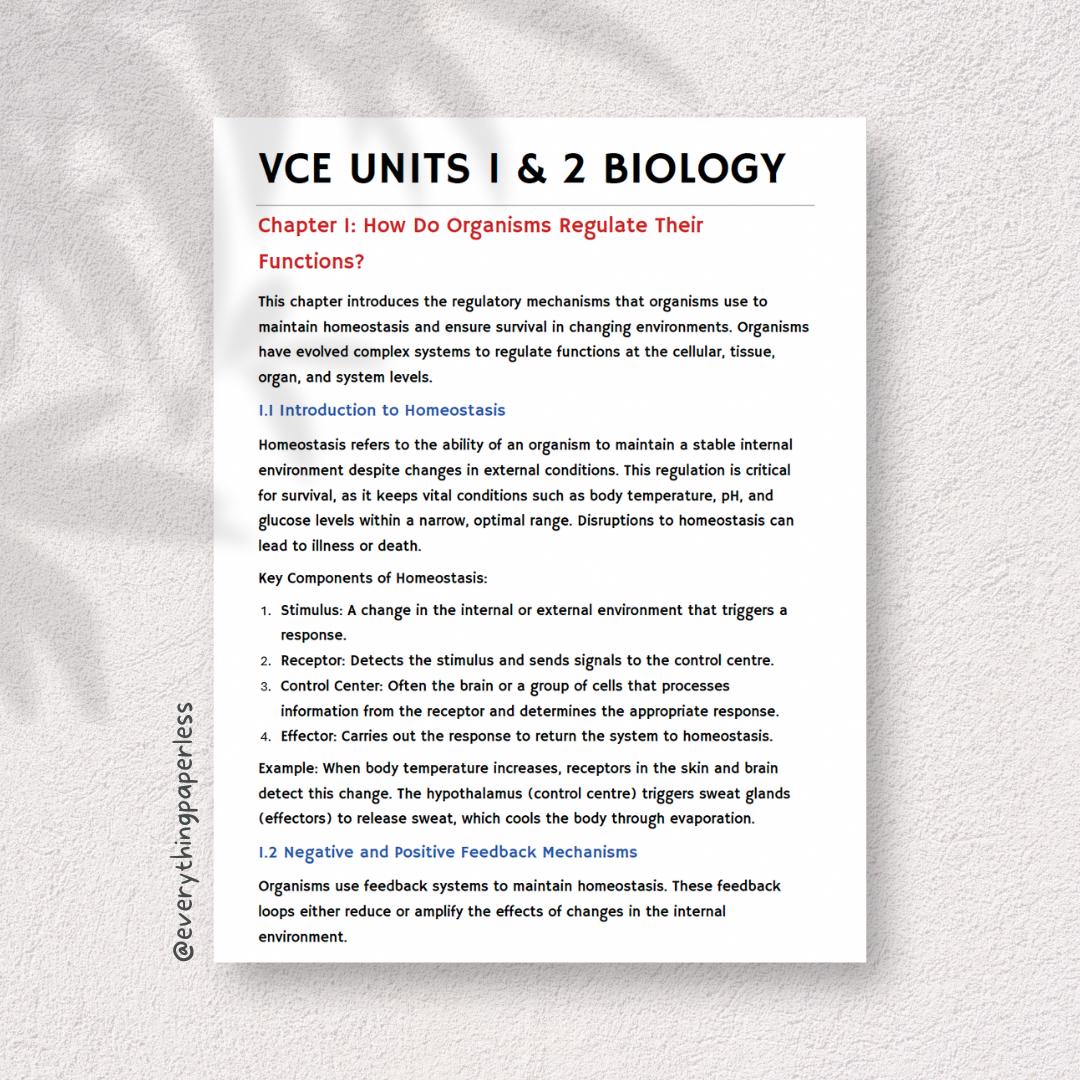 VCE Units 1 & 2 Biology Revision Notes - Etsy