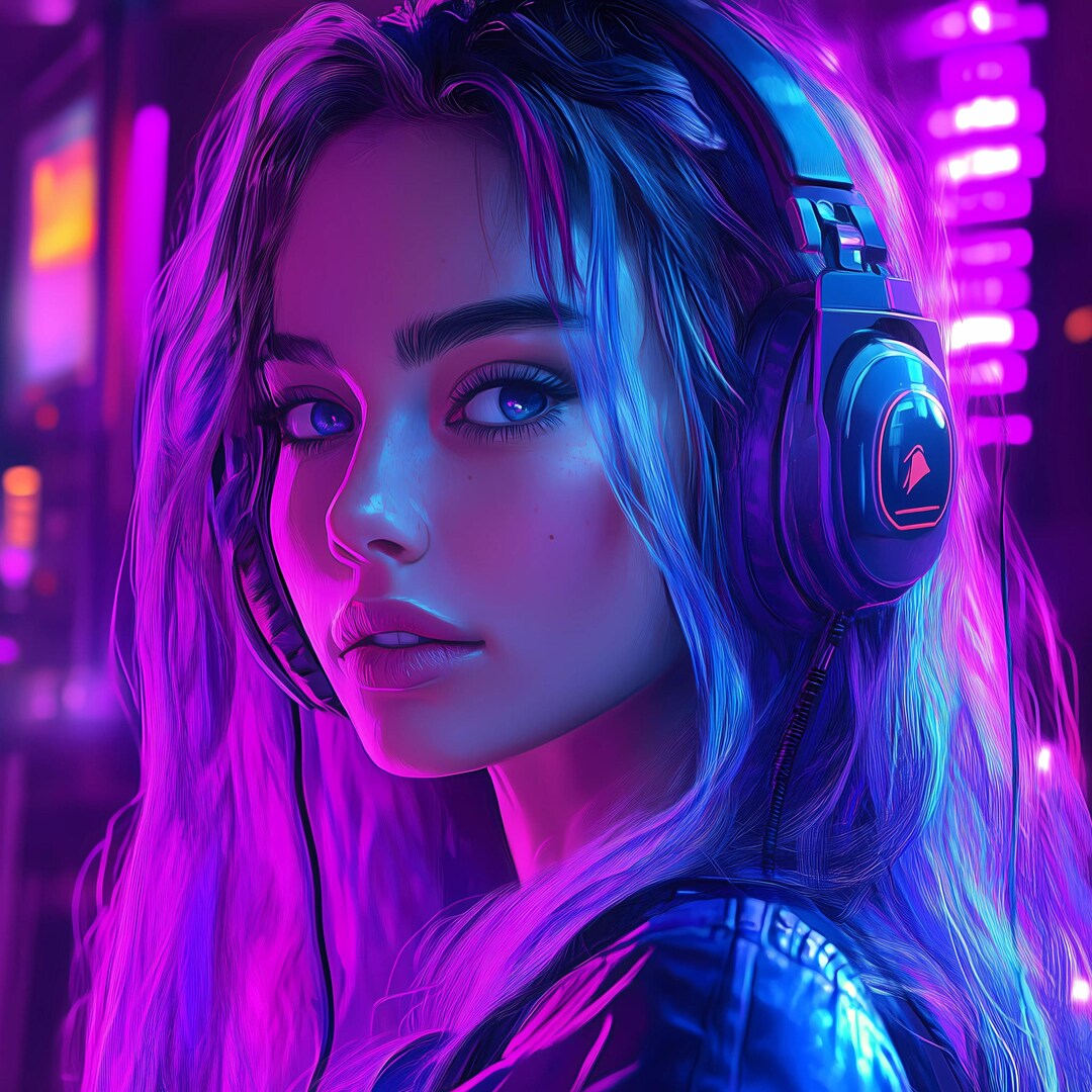 Neon Cyber Gamer Girl Instant Download for Twitch & Discord - Etsy