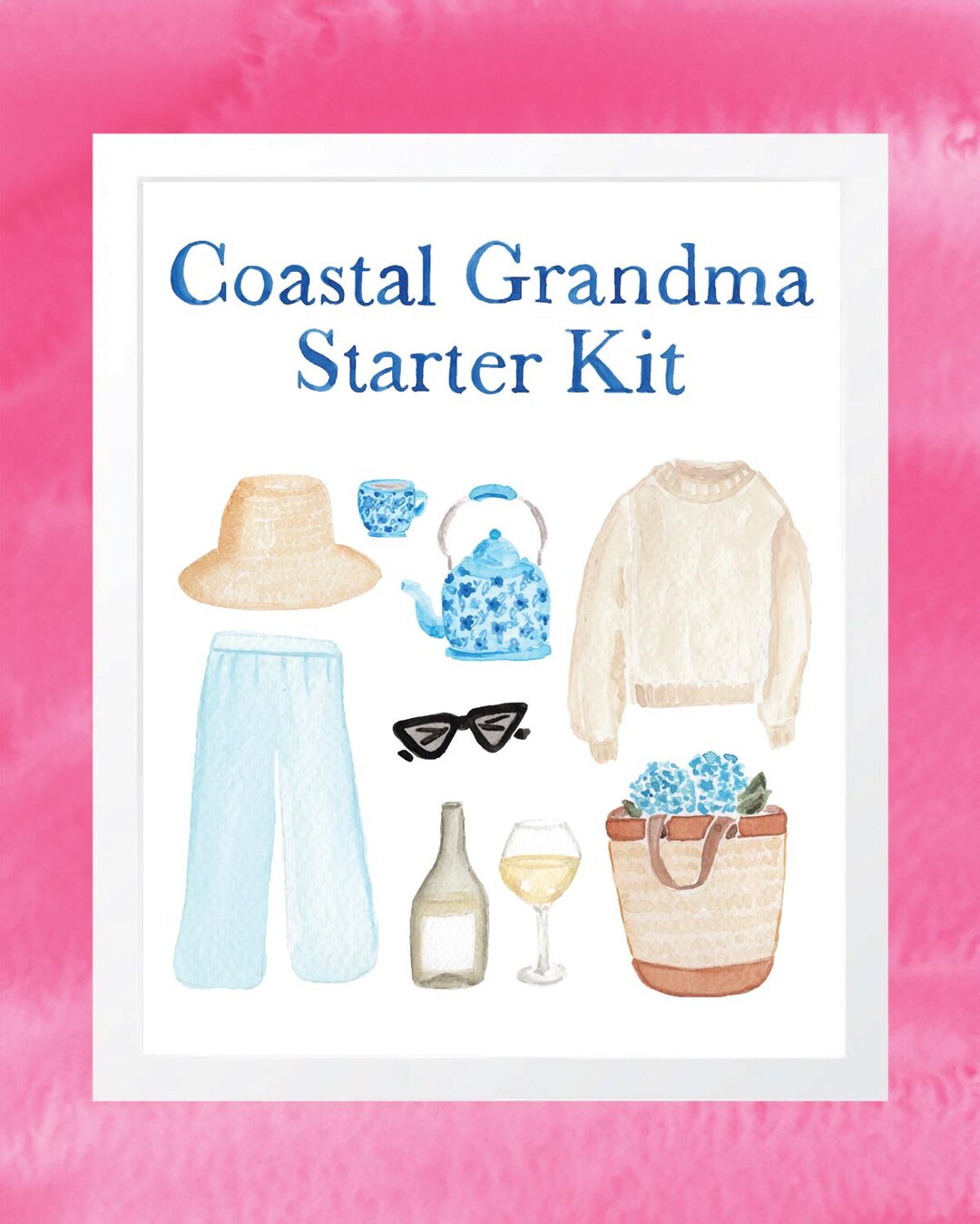 Coastal Grandma Starter Kit Art Print | Coastal Wall Art | Watercolor ...