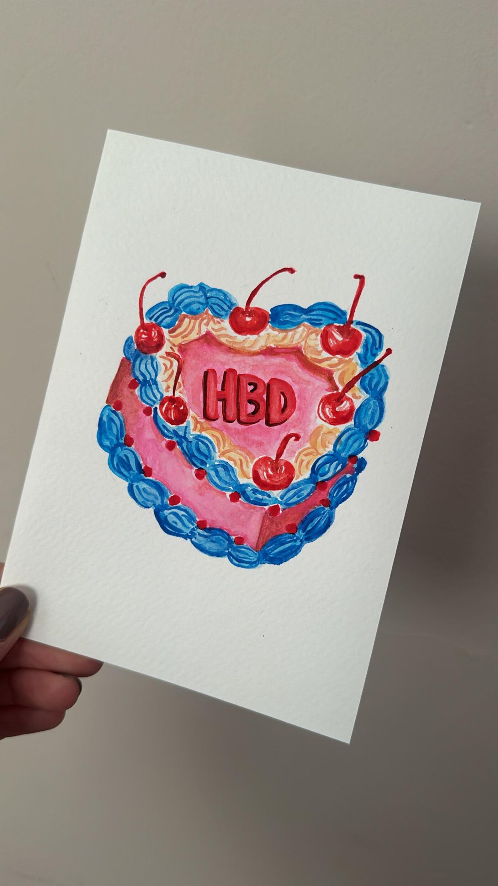 Vintage Cake Birthday Card | HBD | Cute Cake Birthday Card - Etsy