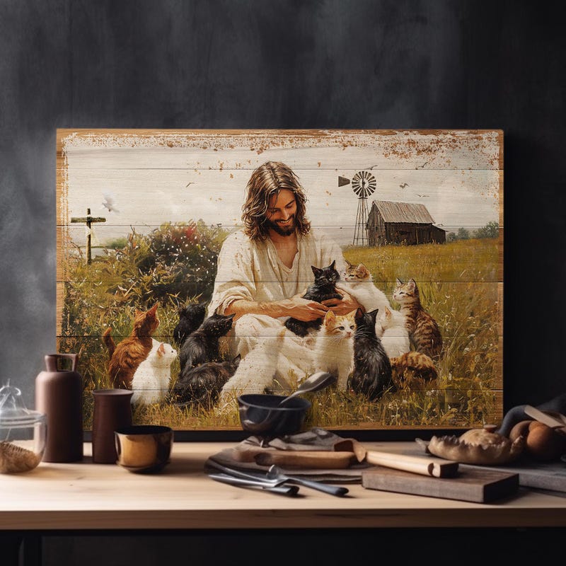 Cat Jesus Art - Etsy