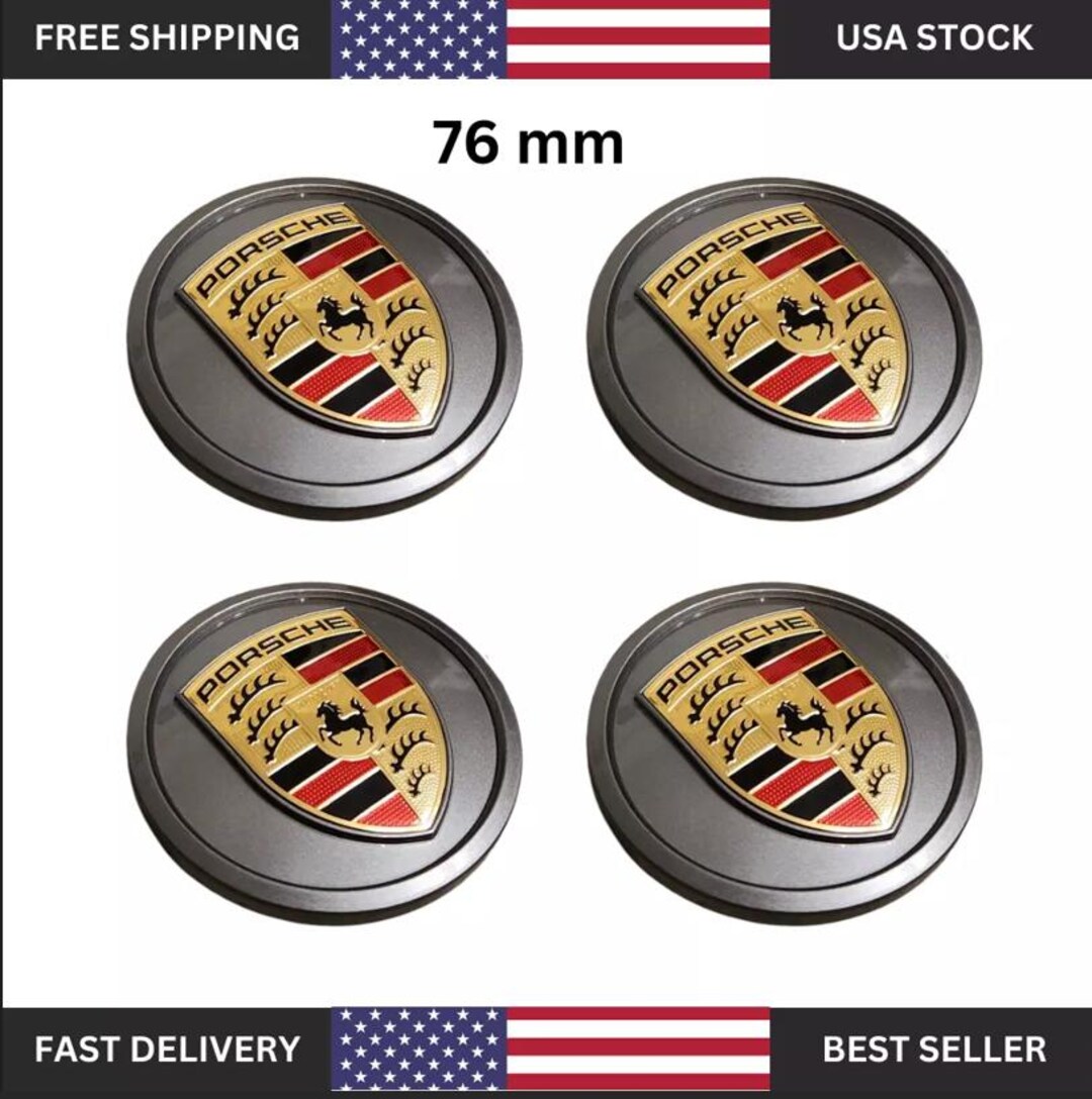 4 Packs Porsche Wheel Center Caps Grey Crest (76MM) - Etsy