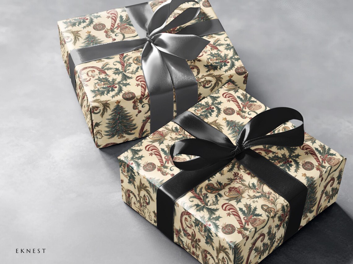 Old European Christmas Vintage Gift Wrap Paper, Holiday Wrapping Paper ...