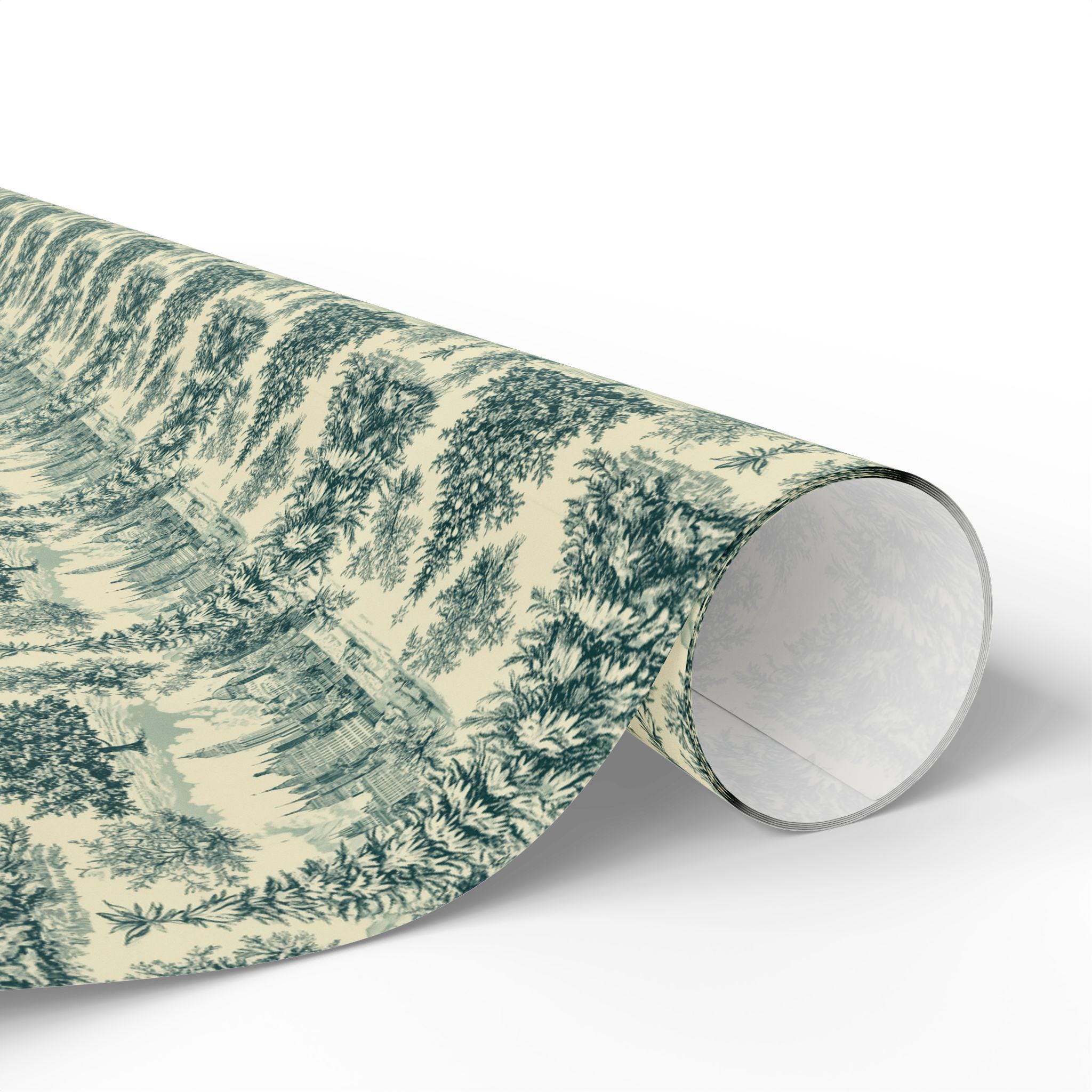 Christmas in New York Green Toile De Jouy Wrapping Paper Roll Holiday ...