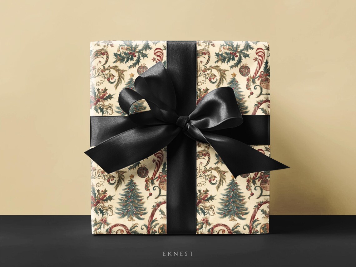 Old European Christmas Vintage Gift Wrap Paper, Holiday Wrapping Paper ...