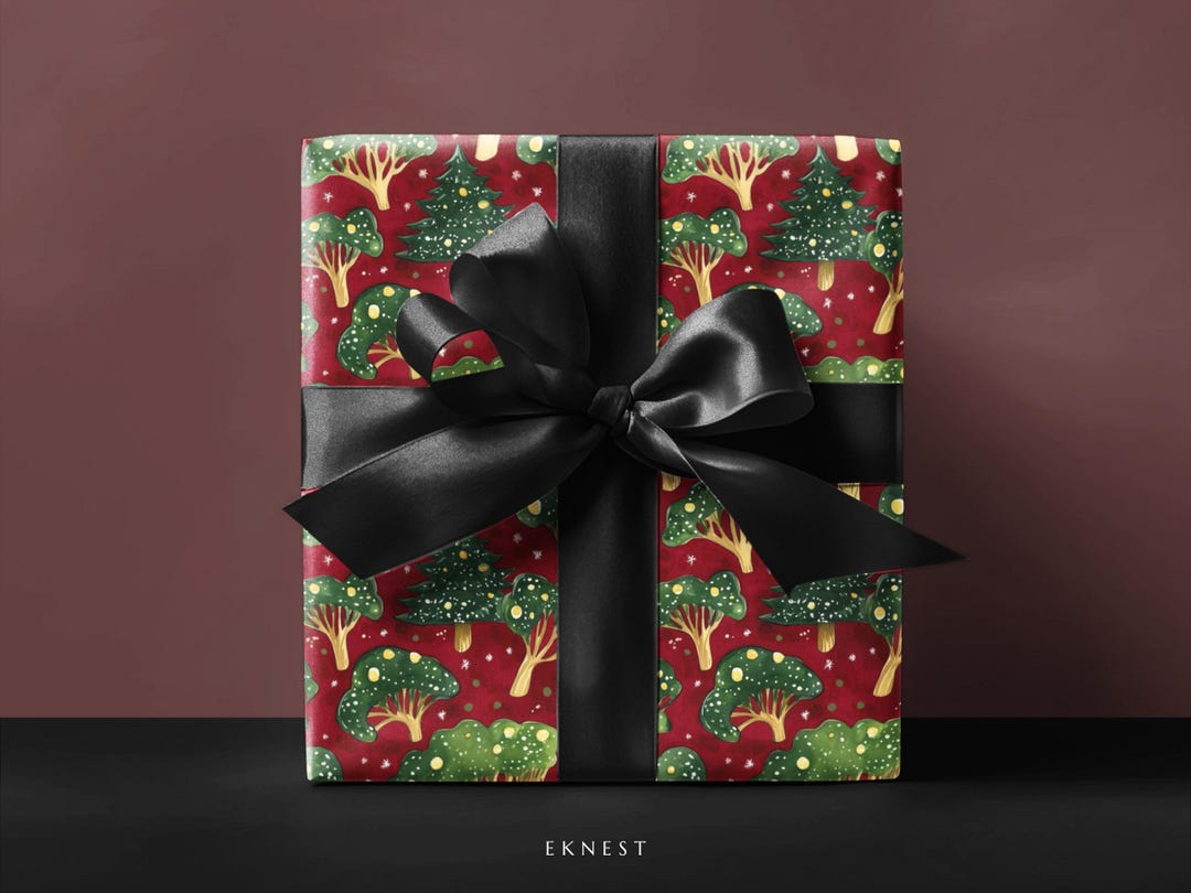 Christmas Broccoli Wrapping Paper, Holiday Quirky Gift Wrap Paper, Cute ...