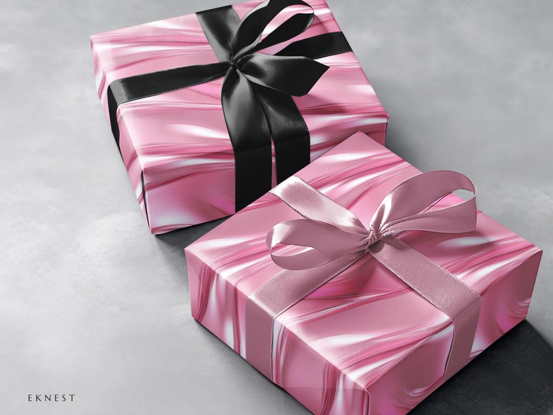 Pink Metallic Gift Wrapping Paper, Mothers Day Gift Wrap, Pink Abstract ...