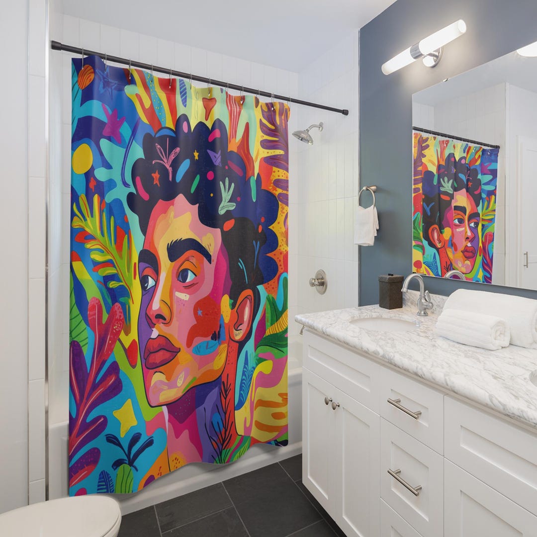 LGBTQ Pride Art Shower Curtain Lesbian Home Decor, Colorful Queer ...