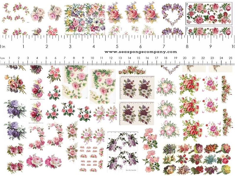 Dollhouse Miniature Shabby Chic Decals 1:12 Scale Floral | Etsy
