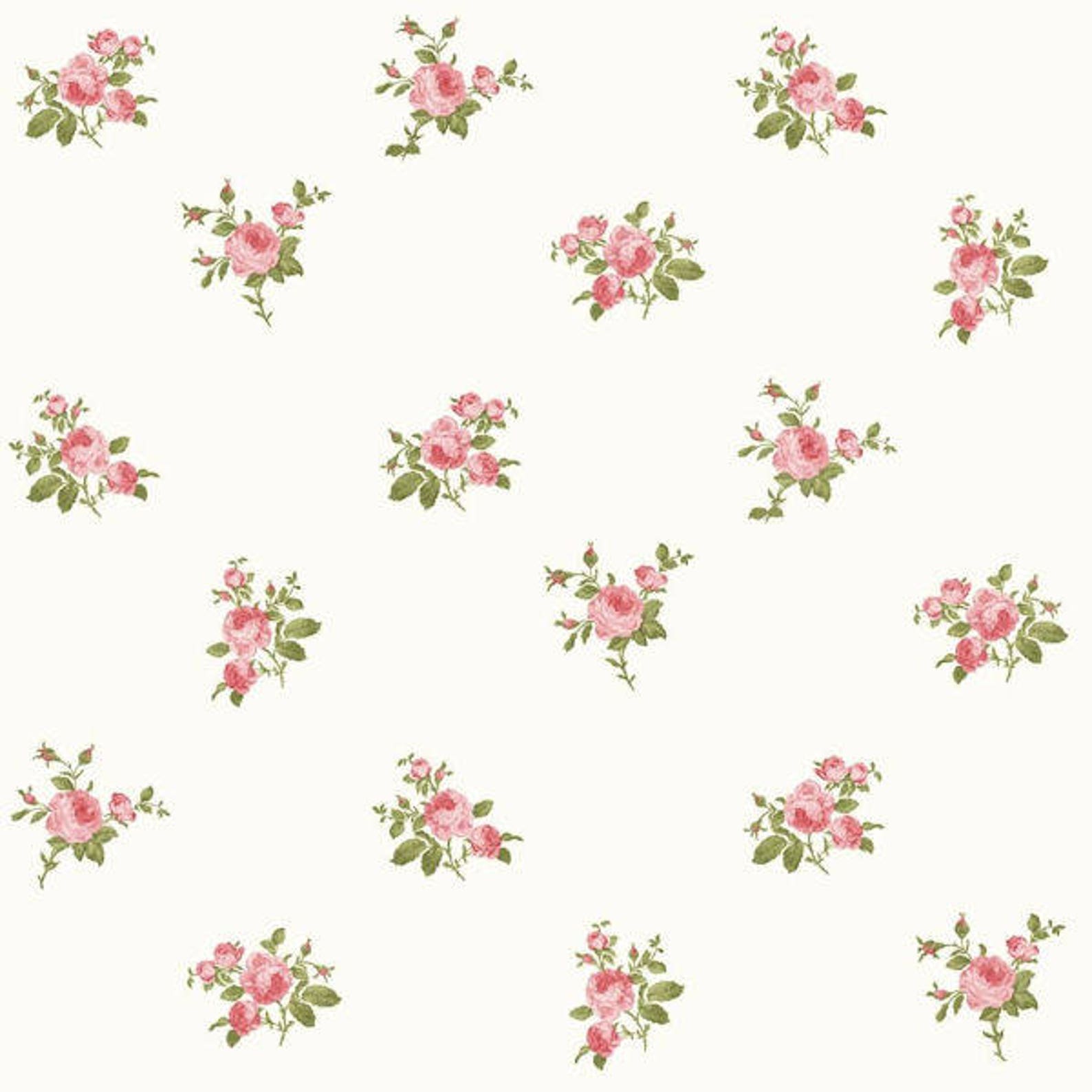 Dollhouse Miniature Wallpaper Pink Roses on White Floral 1:12 - Etsy