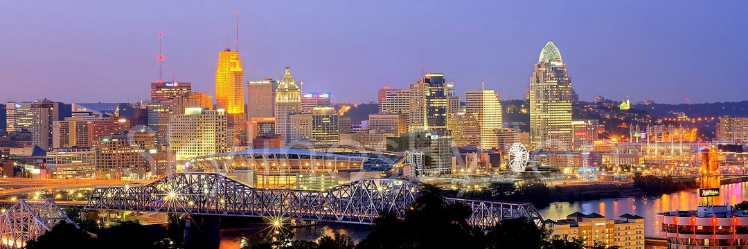 Cincinnati Skyline DUSK Panoramic Photo Print Cityscape Cincy - Etsy