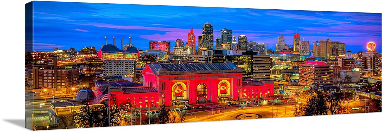 Kansas City KC Skyline Dusk Panoramic Photo Poster Cityscape Downtown ...