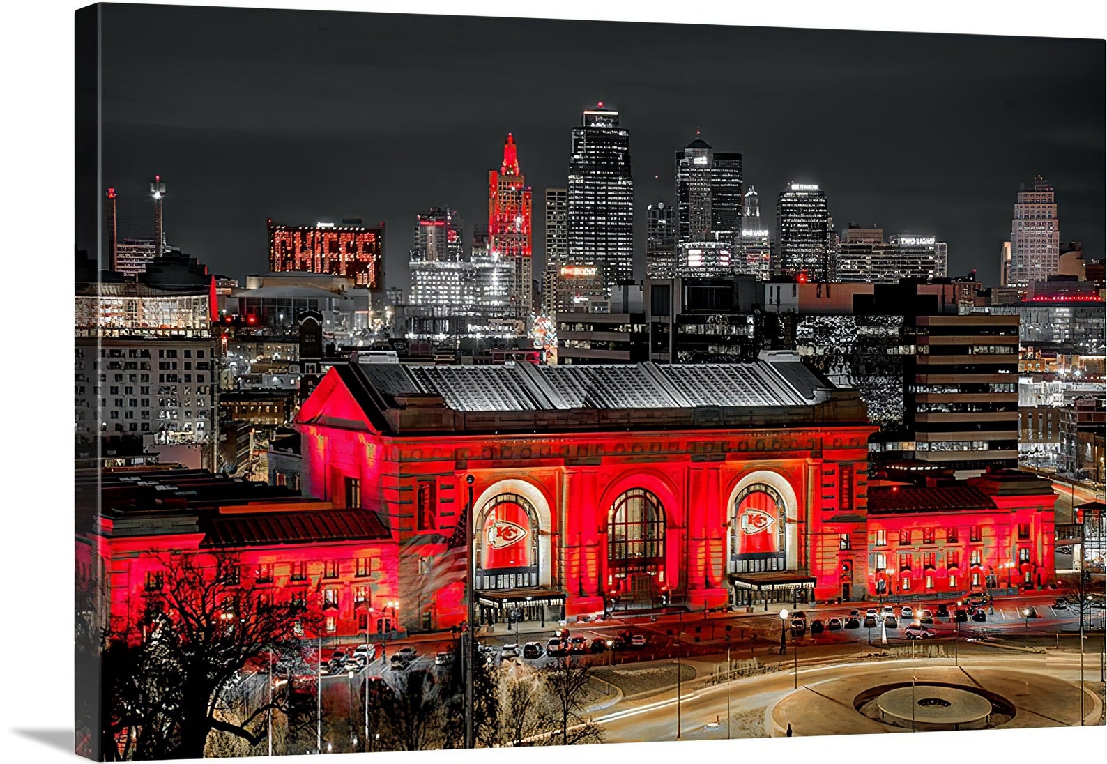 Kansas City KC Skyline NIGHT Photo Poster Cityscape Downtown Print ...