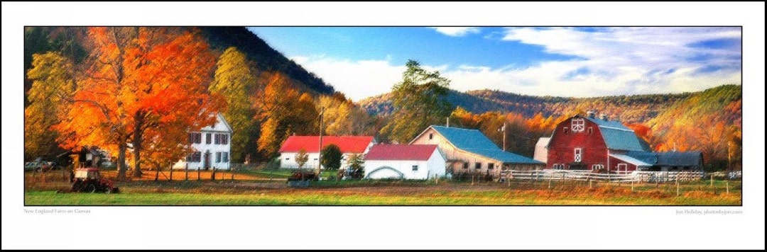 New England Farm - 12 X 36 Photographic Panorama Print - Fall in ...