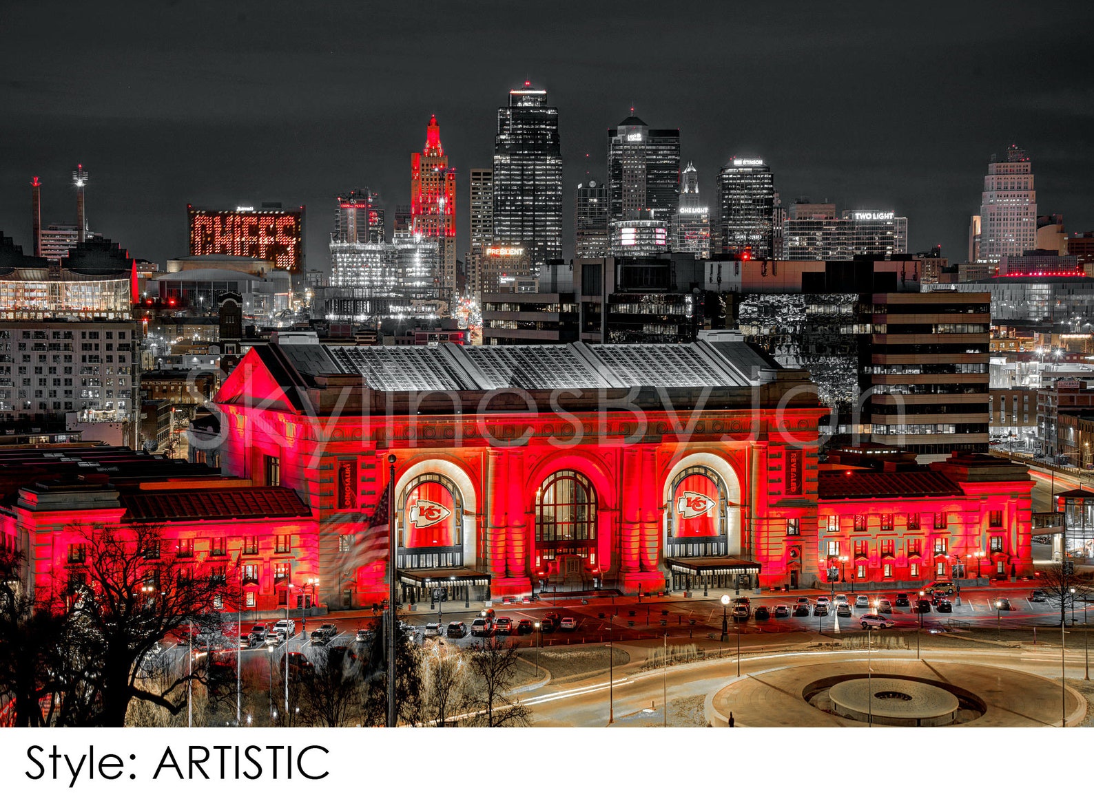 Kansas City KC Skyline NIGHT Photo Poster Cityscape Downtown Print ...