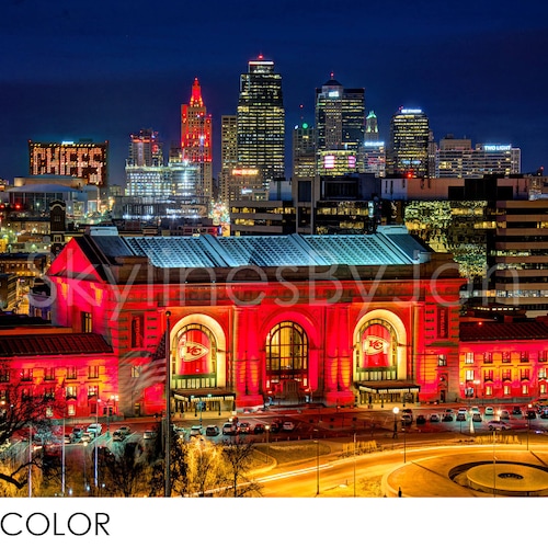 Kansas City Chiefs Skyline Night Photo downtown KC Cityscape - Etsy