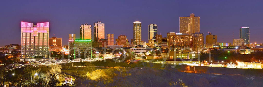 CANVAS Fort Worth Skyline Skyline Panoramic Photo Print Cityscape Ft ...