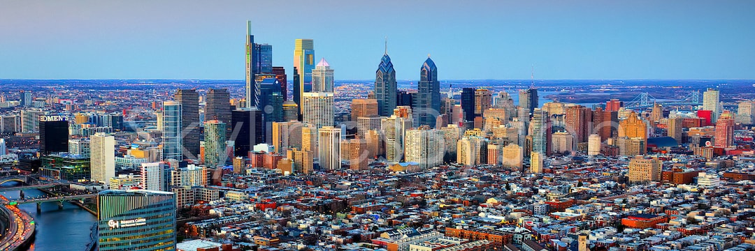 CANVAS Philadelphia Skyline 2018 Dusk Sunset COLOR or Bw PHILLY ...