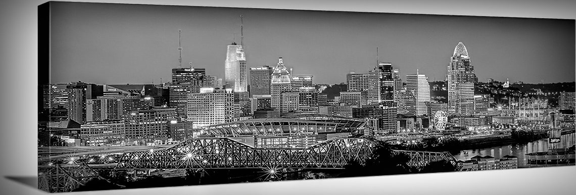 Cincinnati Skyline DUSK Panoramic Photo Print Cityscape Cincy - Etsy