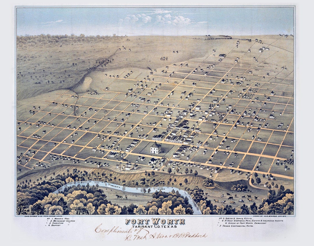 1876 Fort Worth MAP Vintage 22" H X 28" W Standard Size - Etsy