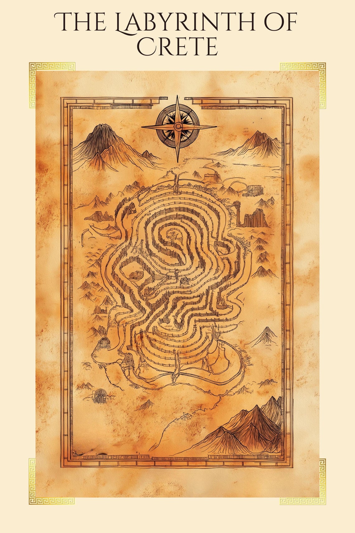 Greek Mythology Labyrinth of Crete, King Minos Maze Map Download ...