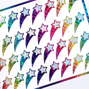 Shooting Star Stickers, Set of 40 Peel and Stick Kiss Cut Star Stickers ...