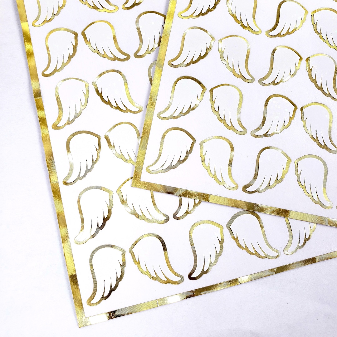 Gold Angel Wing Stickers, Set of 42 White and Gold Wing Stickers for ...