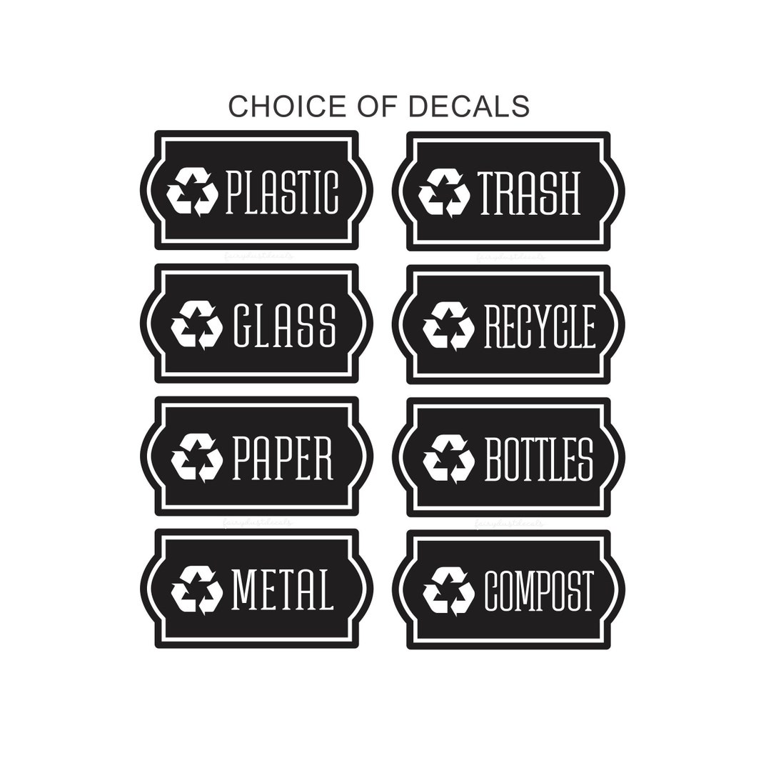 Recycle Decals, Computer Cut Recycling Labels, Trash Recycle Plastic ...