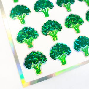 Broccoli Stickers, Set of 35 Sparkly Green Vegetable Stickers for ...