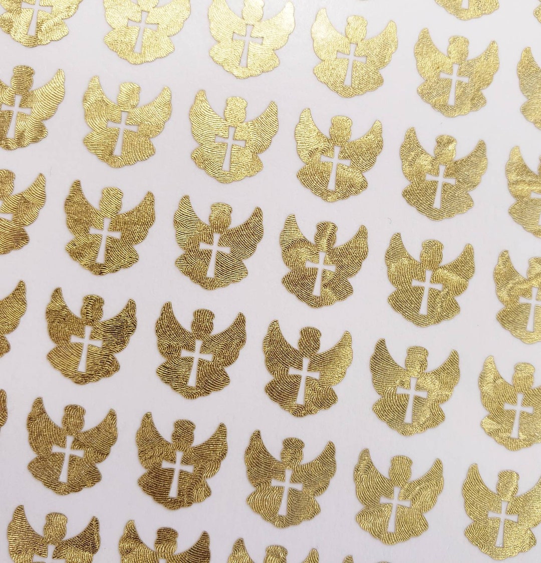 Angel Stickers, Gold Metallic Vinyl Decals, Small Angel Labels for ...