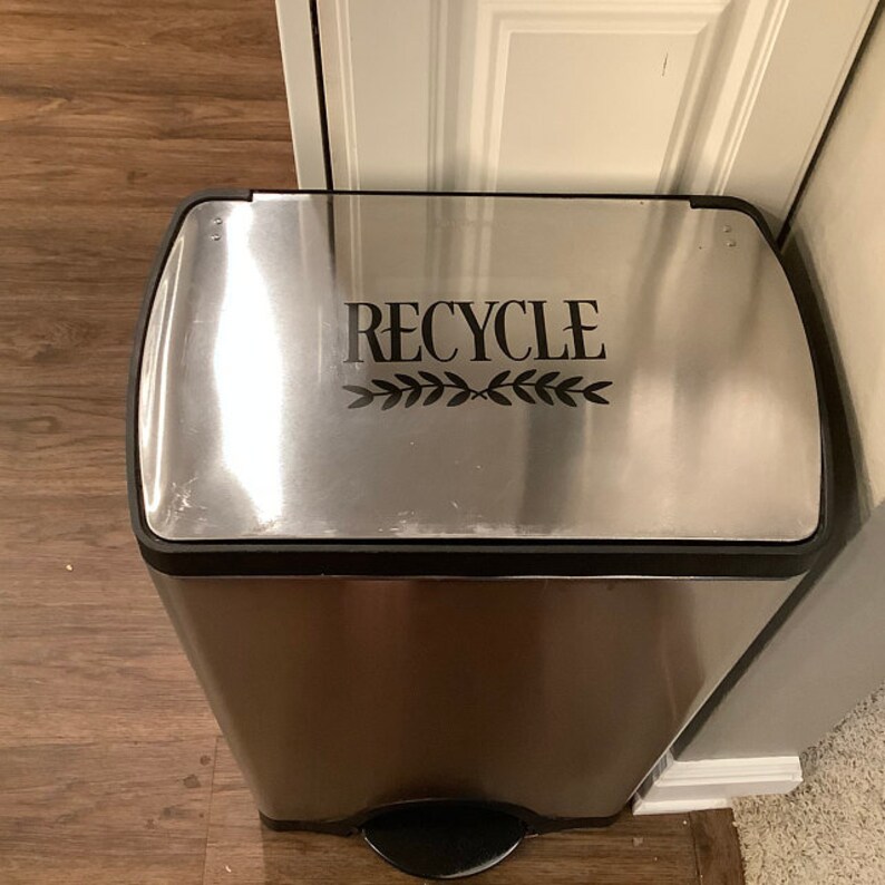 Recycle Decal Computer Cut Vinyl Sticker for Recycling Bin or - Etsy
