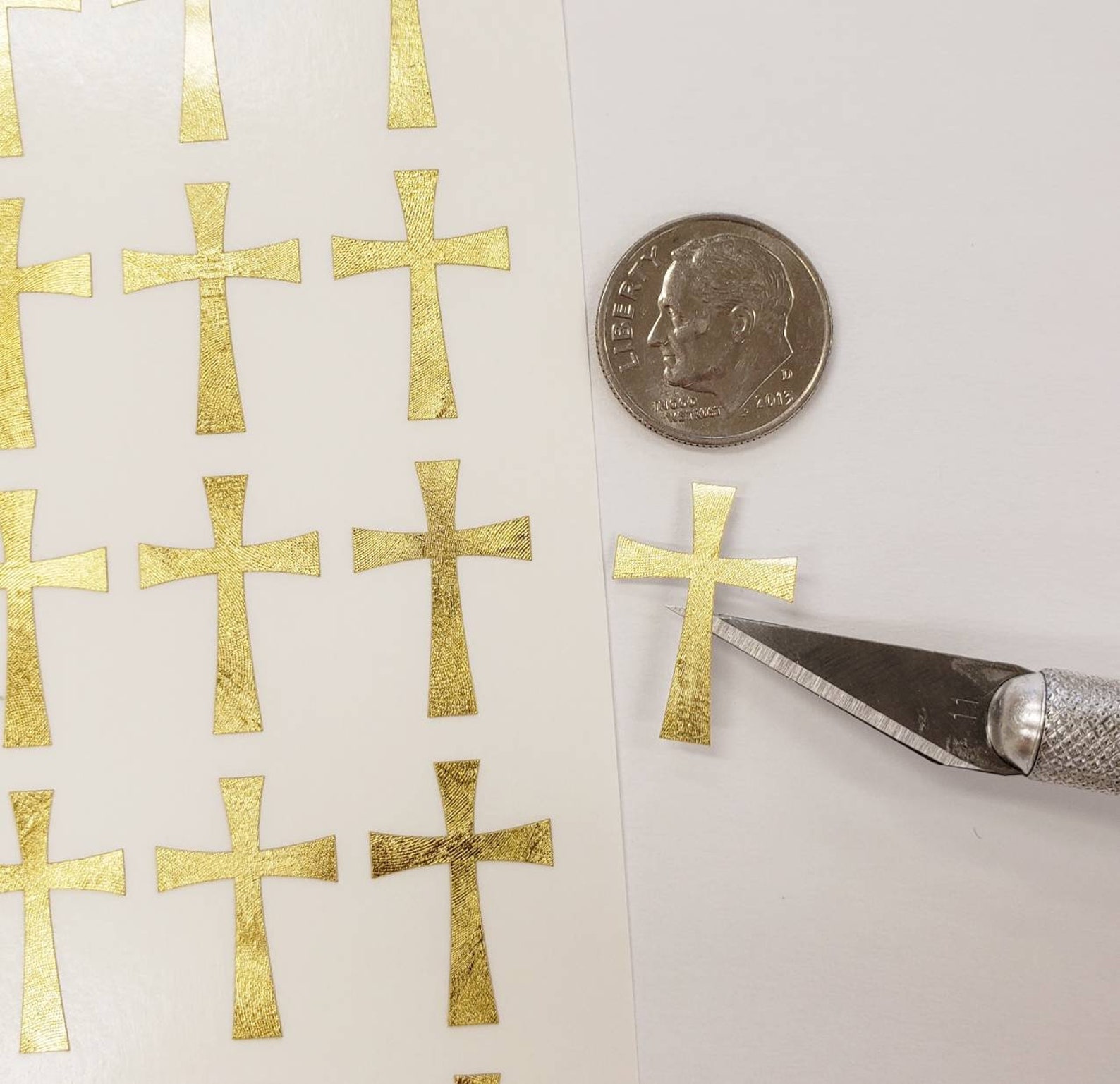 Christian Cross Stickers Gold Metallic Cross Vinyl Decals - Etsy