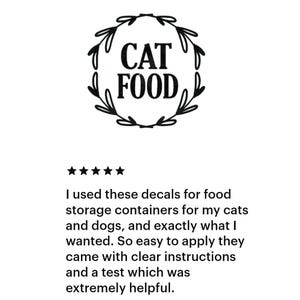 Cat Food Decal, Computer Cut Vinyl Sticker, Pet Dry Food Storage Label ...