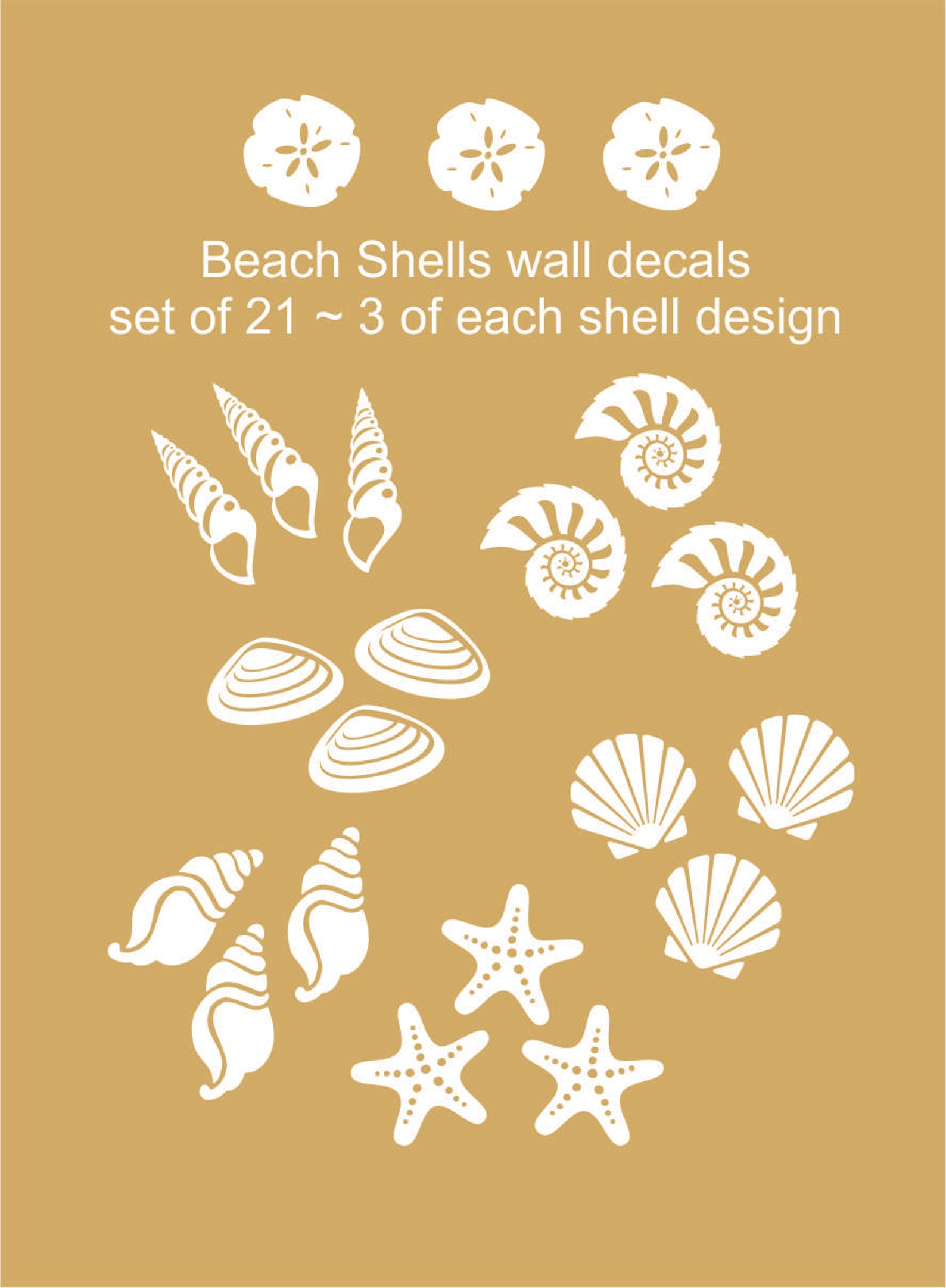 Seashell wall decals beach decor vinyl stickers beach sea | Etsy